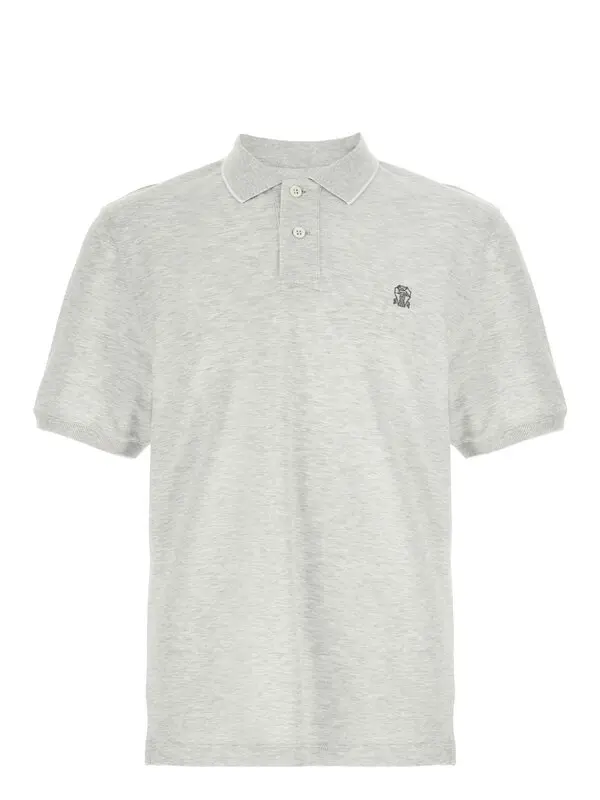 Brunello Cucinelli Logo Piqué Polo Shirt - Grey