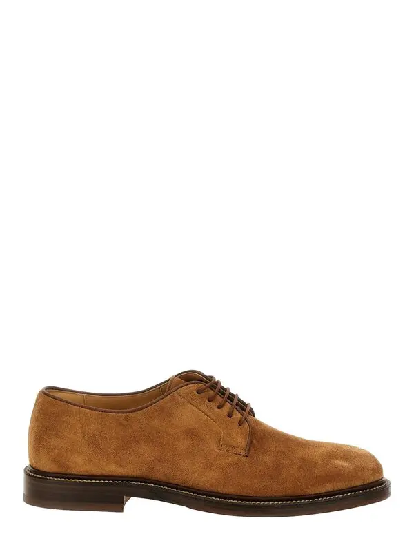 Brunello Cucinelli Suede Derby Shoes - Brown