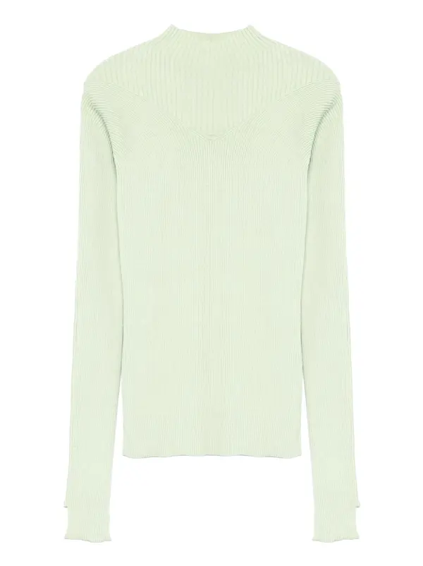 Victoria Beckham Ribbed High Neck Top - Green