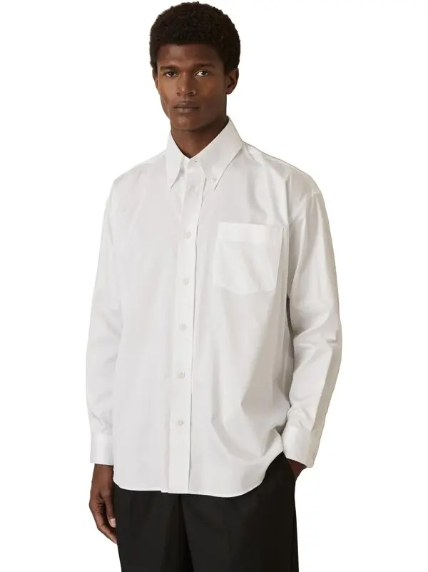 REISS Kris Cotton Oversized Long-sleeve Shirt - White
