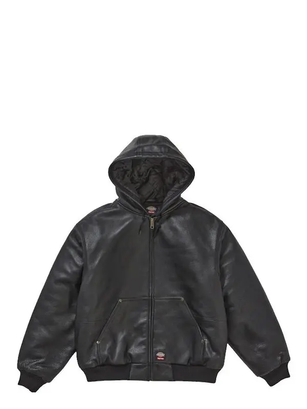 Supreme Dickies Hooded Leather Work Jacket - Black