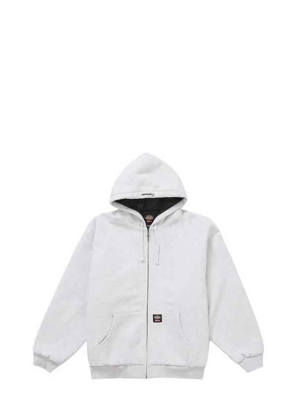 Supreme Dickies Quilted Lined Zip Up Hooded Sweatshirt - Heather Grey