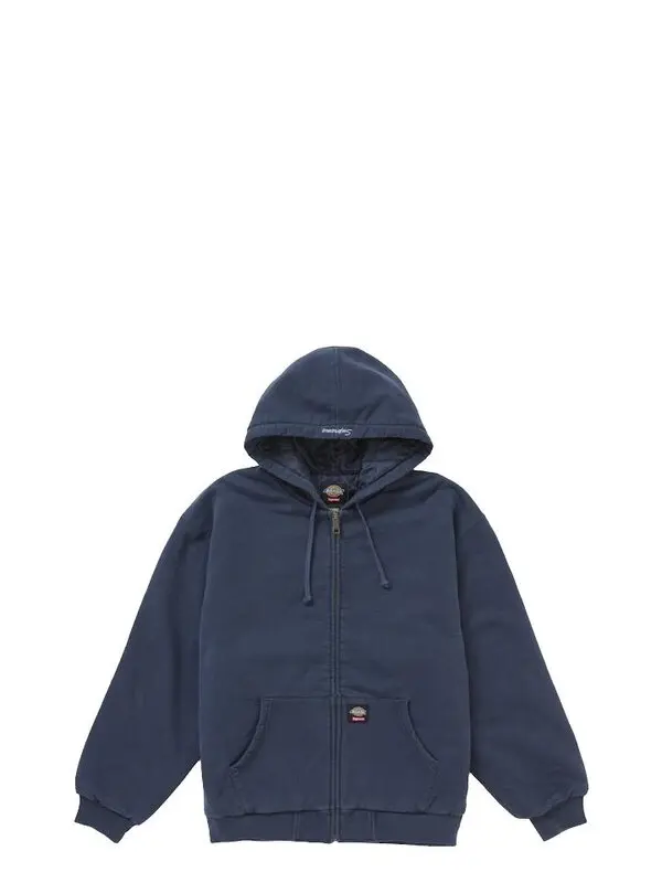Supreme Dickies Quilted Lined Zip Up Hooded Sweatshirt - Navy Blue