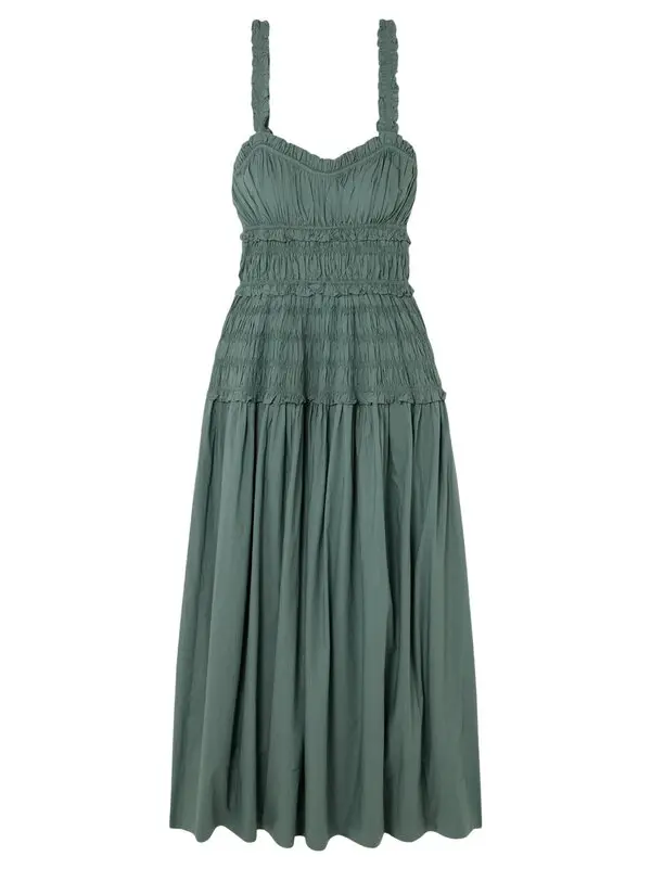 DÔEN Marianne Shirred Organic Cotton-poplin Midi Dress - Gray