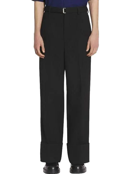 LANVIN Wide-leg Cuffed Trousers - Black