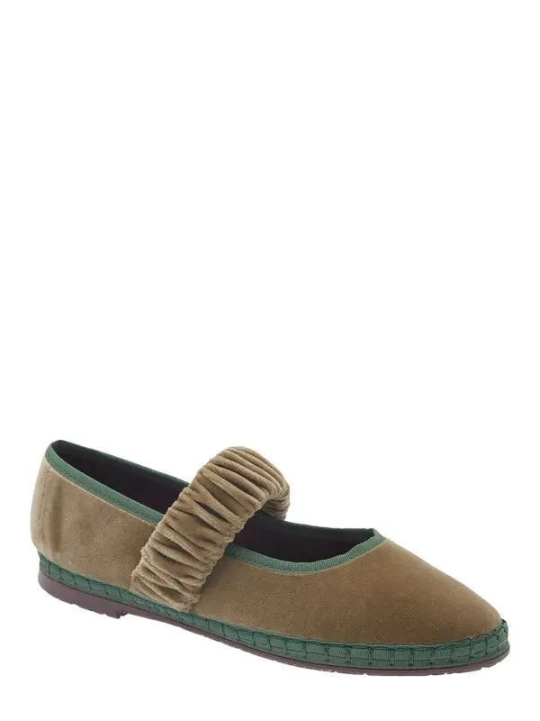 FLABELUS Mafalda Mary Jane Flat - Mossy