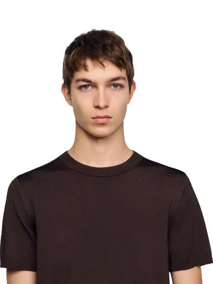 Sandro Knitted T-shirt - Chocolate