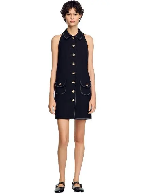Sandro Peter Pan Collar Mini Dress - Black