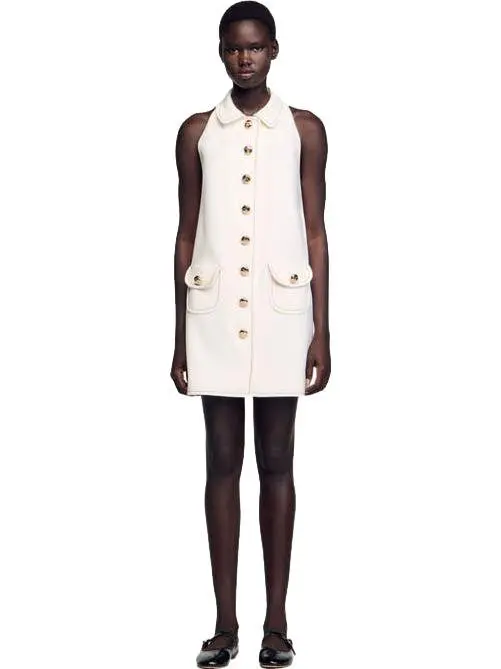 Sandro Peter Pan Collar Mini Dress - Ecru