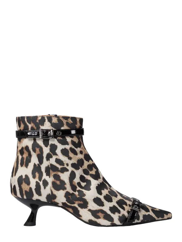 GANNI Leopard Print Ankle Boots - Brown