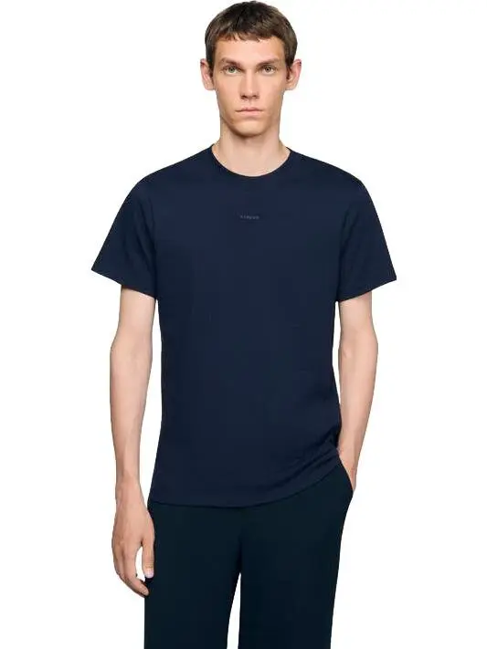Sandro Cotton T-shirt With Logo - Midnight Blue