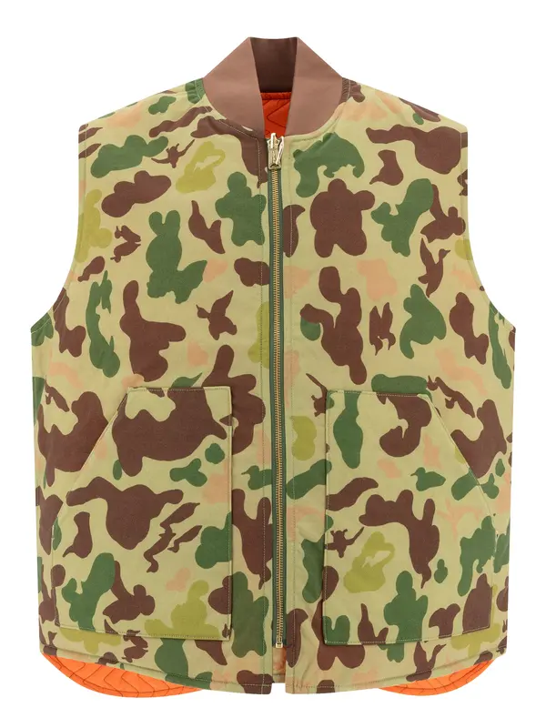 BEAMS Reversible 'work' Vest - Green