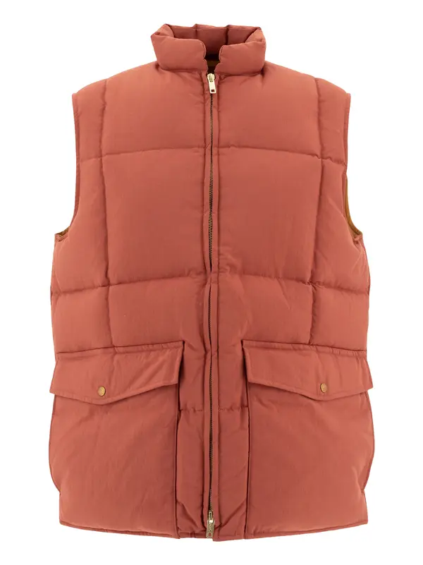 BEAMS Oxford Nylon Sleeveless Down Jacket - Red