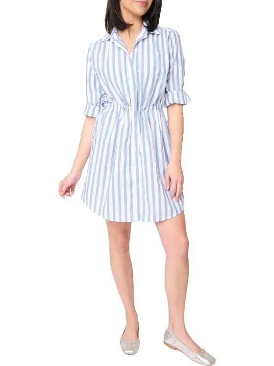 GIBSONLOOK Long Sleeve Stripe Shirtdress - Sky Blue White Stripe