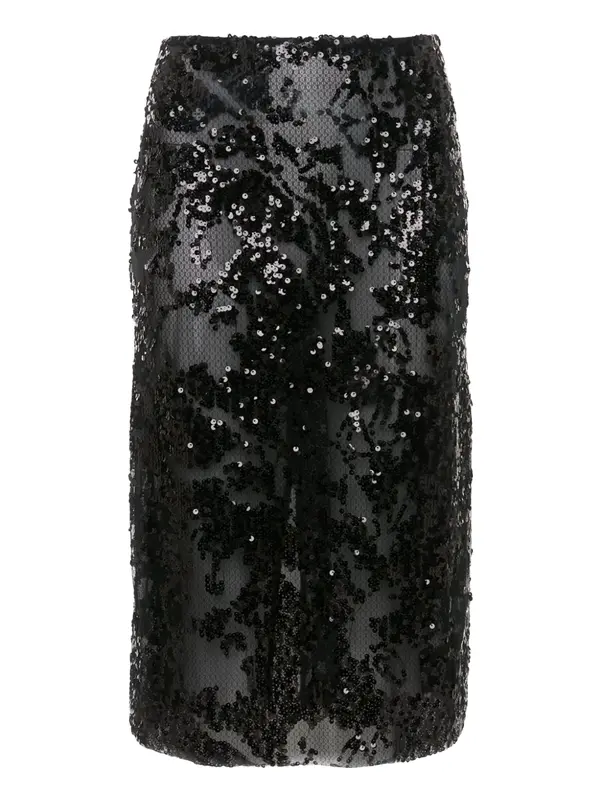 Victoria Beckham Sequin-embellished Midi Skirt - Black