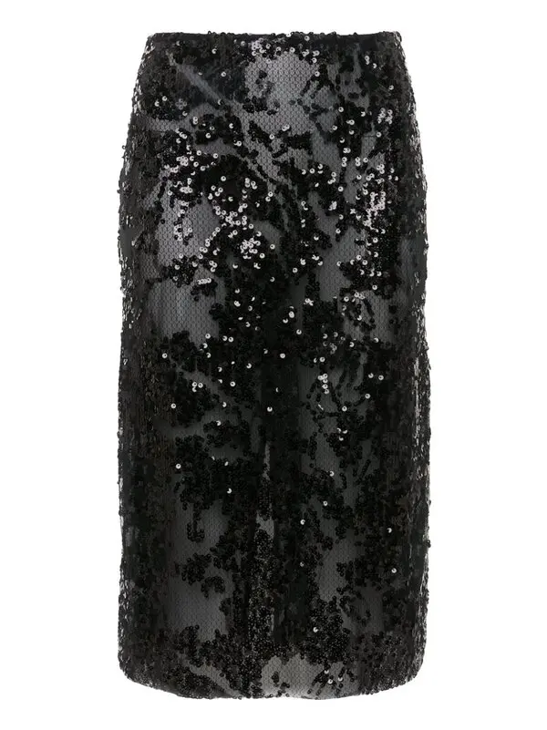 Victoria Beckham Sequin-embellished Midi Skirt - Black