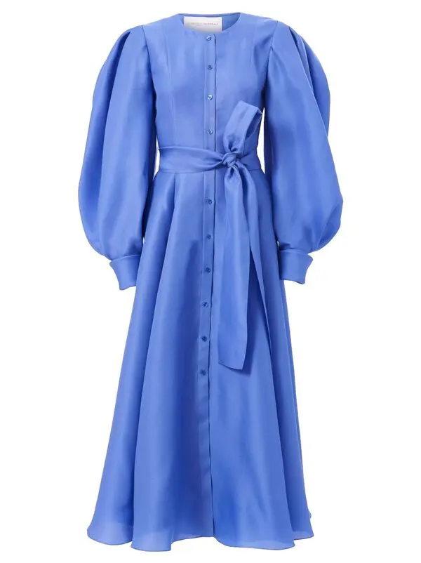 Carolina Herrera Puff-sleeve Shirt Dress - Blue