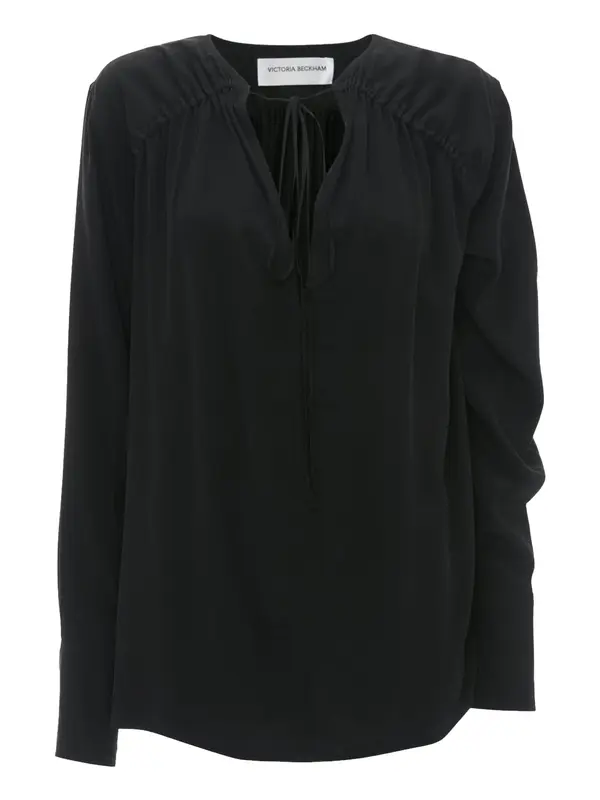 Victoria Beckham Gathered-detail Blouse - Black