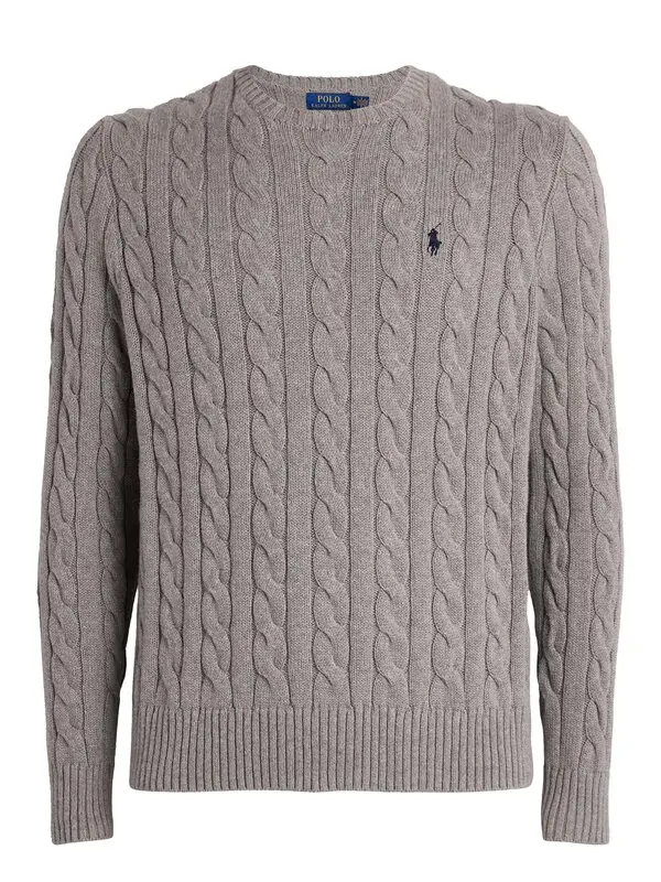 Polo Ralph Lauren Cable-knit Polo Logo Sweater - Grey