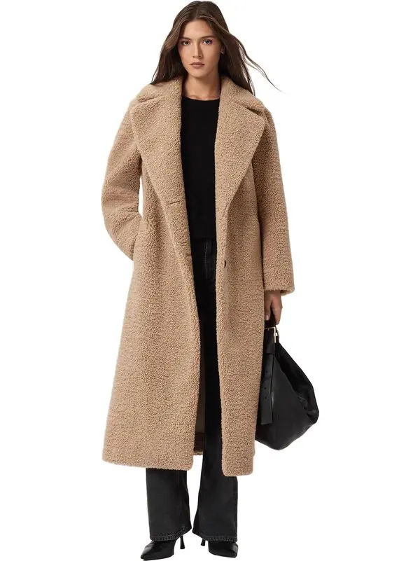 ALLSAINTS Freddie Faux Fur Coat - Brown