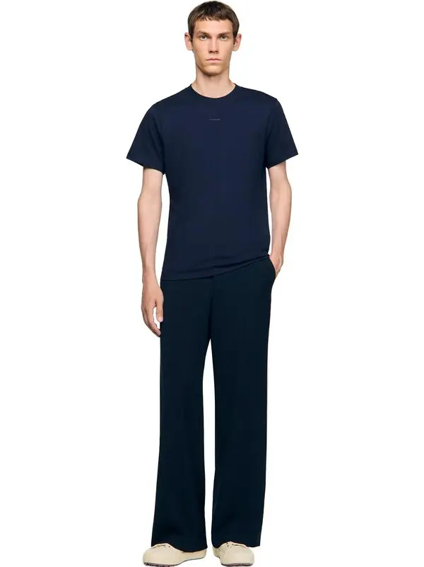 Sandro Cotton T-shirt With Logo - Midnight Blue