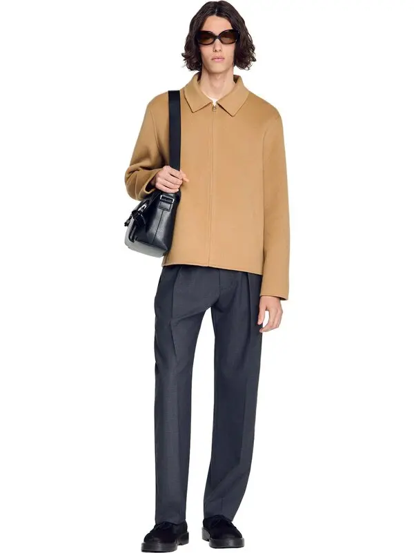 Sandro Double-faced Wool Jacket - Camel