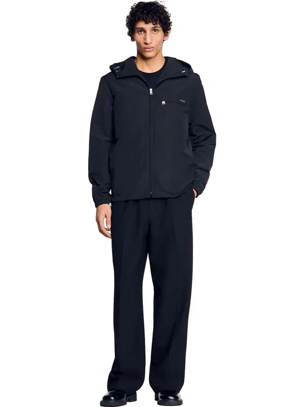 Sandro Nylon Windbreaker - Black