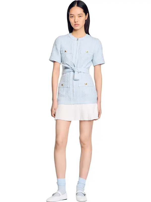 Sandro Mini Tweed Dress - Sky Blue