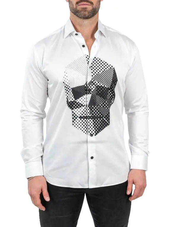 MACEOO Fibonacci Skullpoints Contemporary Fit Button-up Shirt - White