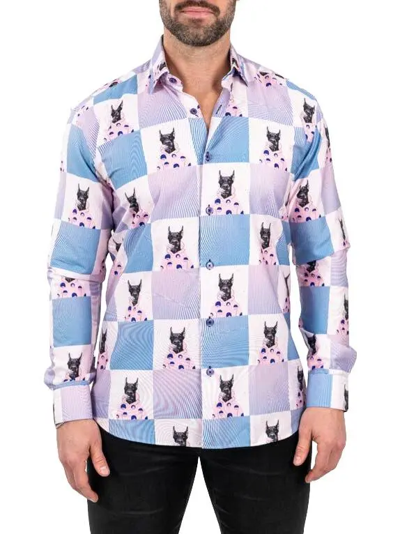 MACEOO Fibonacci Snoop Contemporary Fit Button-up Shirt - Pink
