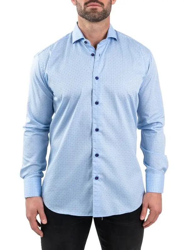 MACEOO Einstein Jacqpointsquare Button-up Shirt - Blue