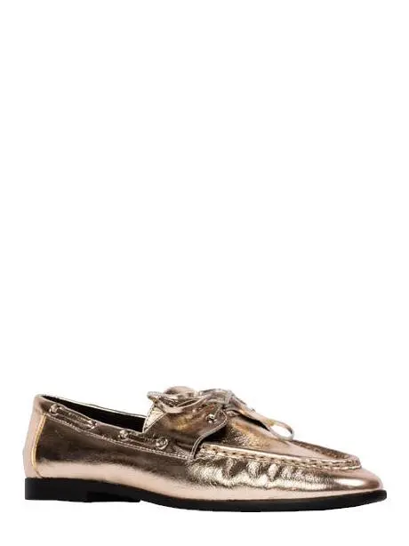 BLACK SUEDE STUDIO Davy Boat Shoe - Gold Crinkle