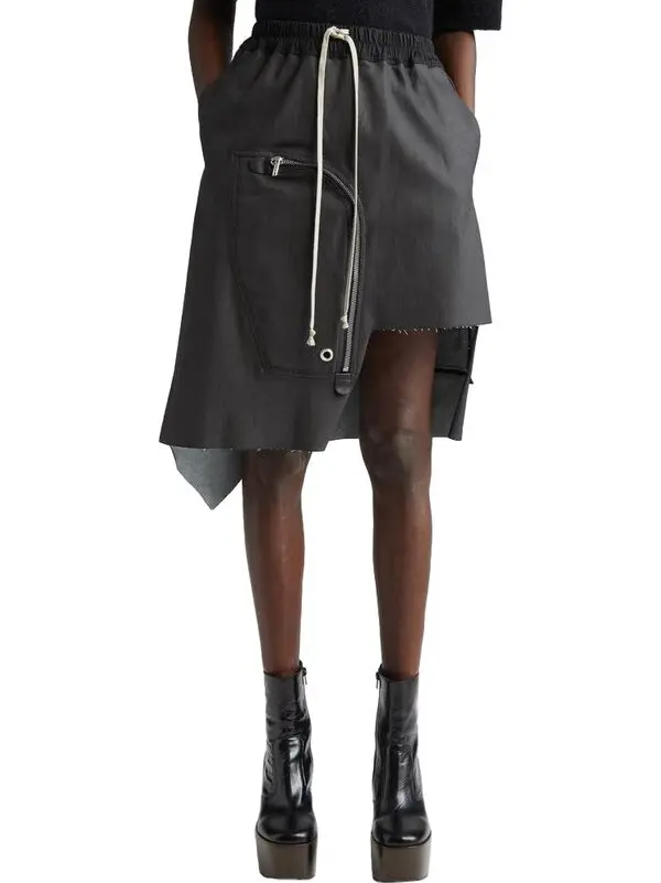 Rick Owens Dracca Coated Cargo Skirt - Black