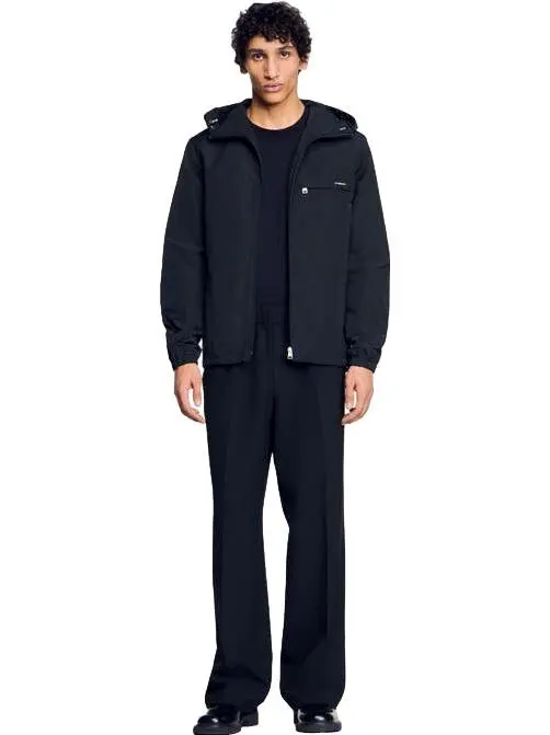Sandro Nylon Windbreaker - Black