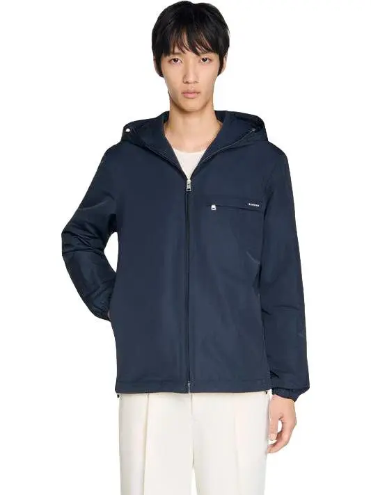 Sandro Nylon Windbreaker - Navy Blue