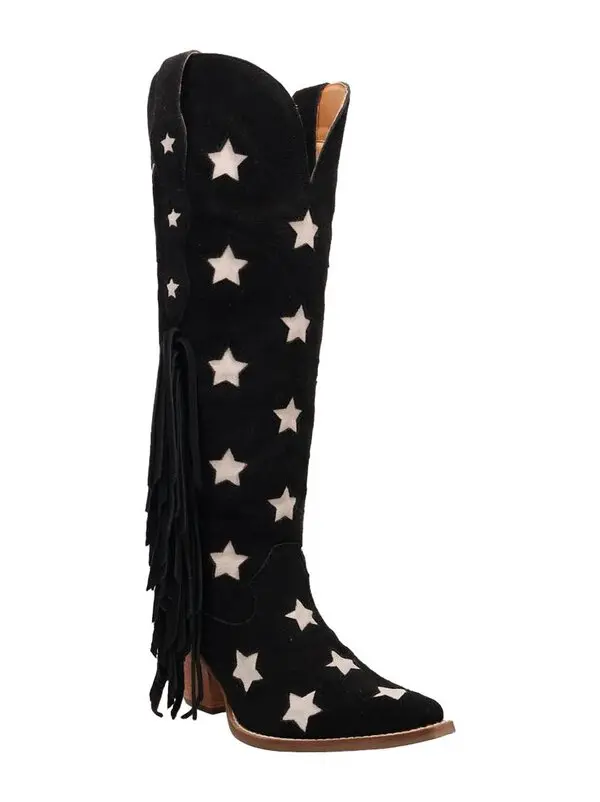 DINGO Super Star Knee High Western Boot - Black