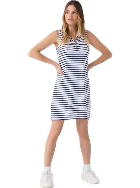 CABANA LIFE 1/4 Zip Sleeveless Sport Dress - Navy/stripe