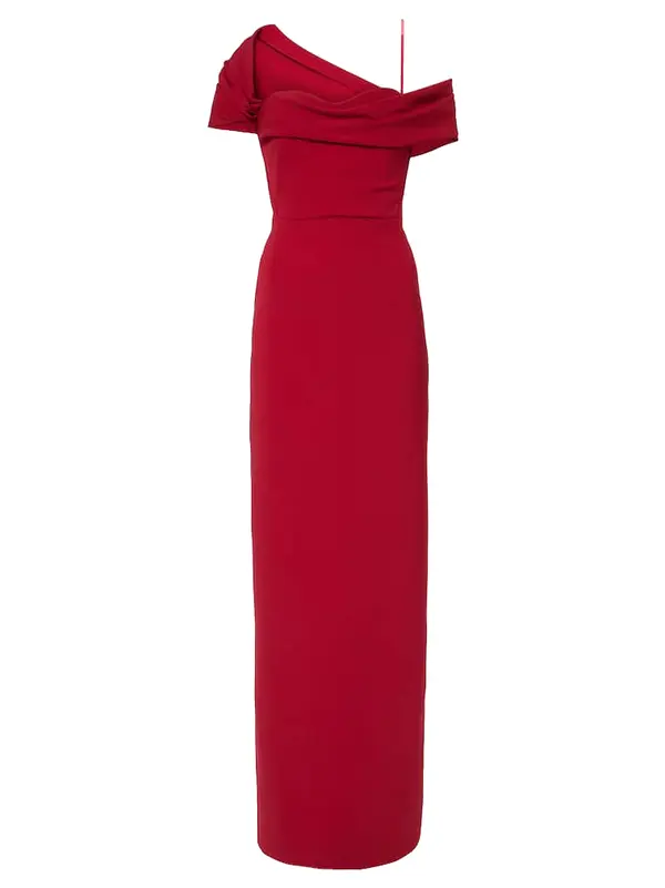 Carolina Herrera Draped Off-shoulder Gown - Red