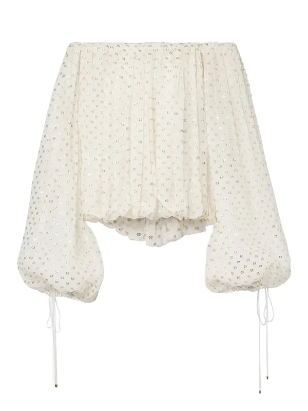 Chloé Polka-dot Silk-blend Muslin Top - White