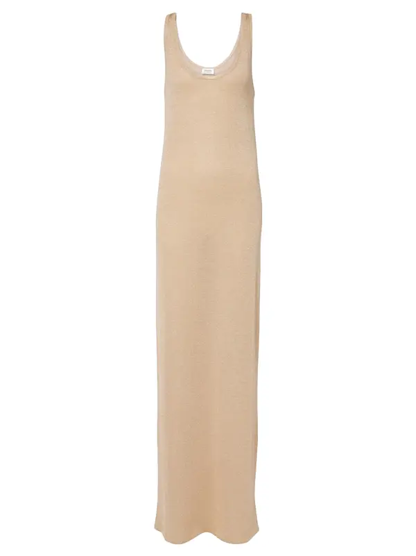 Saint Laurent Lamé Maxi Dress - Gold