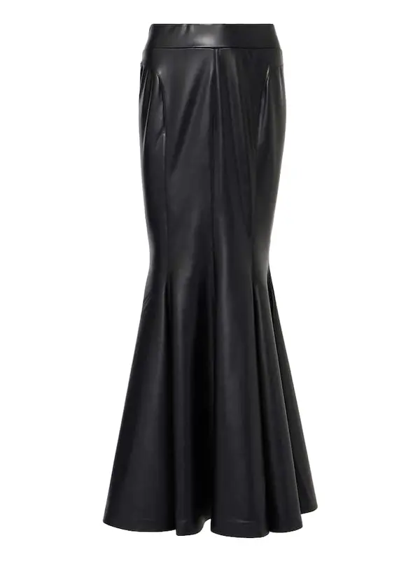 Norma Kamali Faux Leather Maxi Skirt - Black
