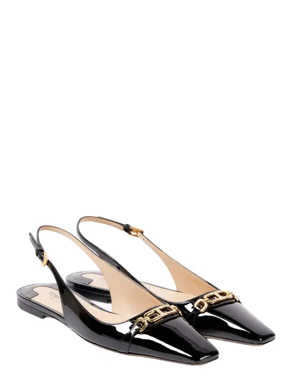 TOM FORD Whitney Patent Leather Slingback Flats - Black