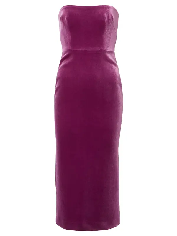 Alex Perry Strapless Velvet Midi Dress - Purple
