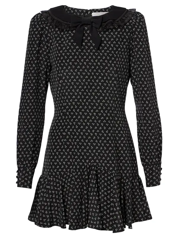 Alessandra Rich Floral Silk Minidress - Black