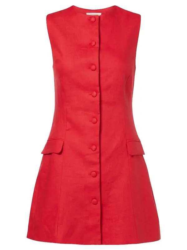 Faithfull The Brand Jane Linen Mini Dress - Red