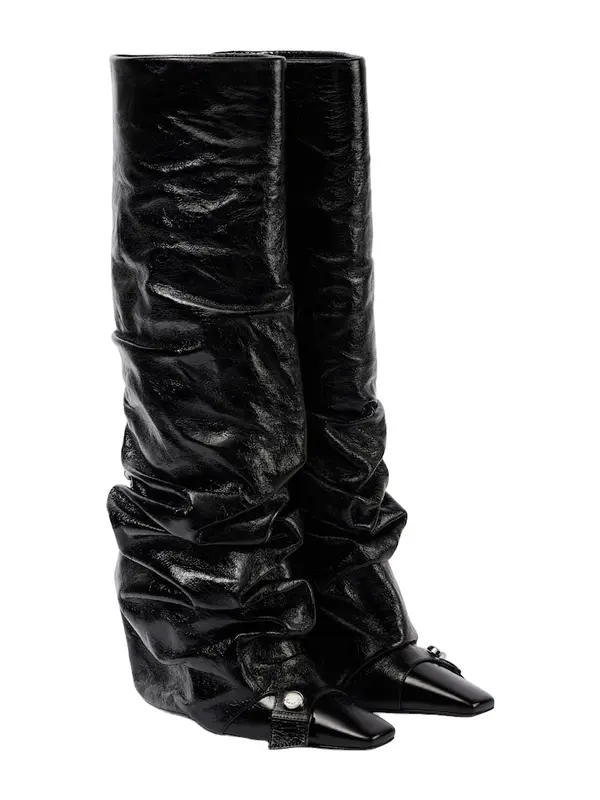 Attico Juno 95 Leather Knee-high Boots - Black