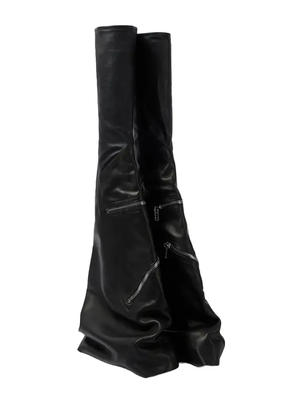 Rick Owens Cargoflares Knee-high Leather Boots - Black