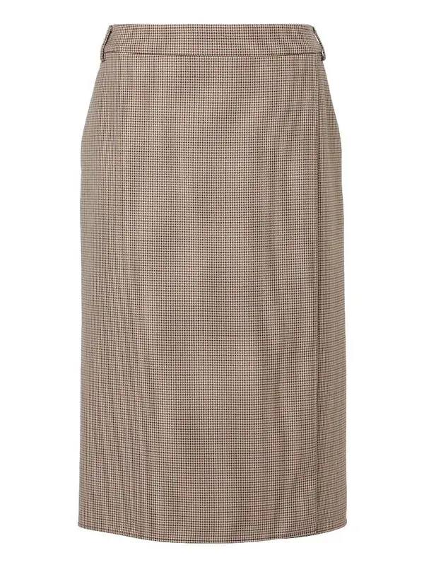 Stella McCartney Houndstooth Wool Pencil Skirt - Brown