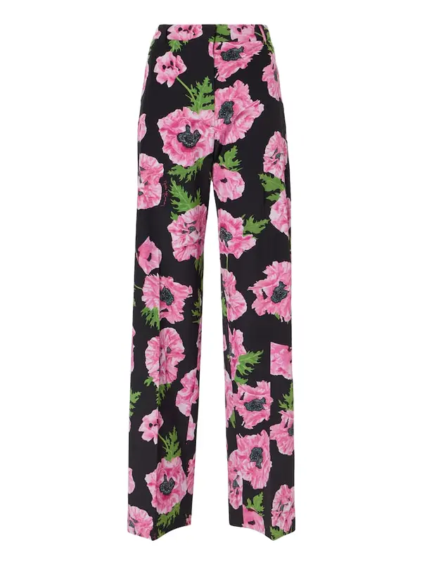 Stella McCartney Poppy Floral Wide-leg Pants - Black