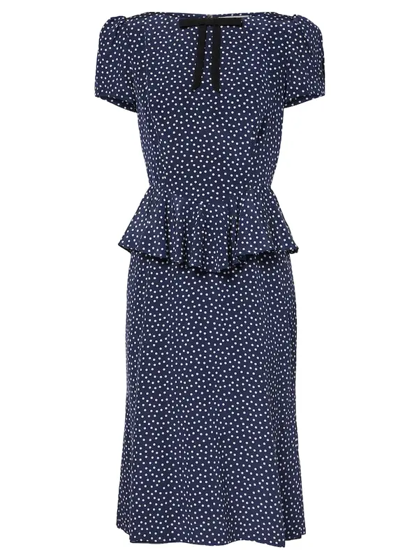 Alessandra Rich Polka-dot Silk Midi Dress - Blue